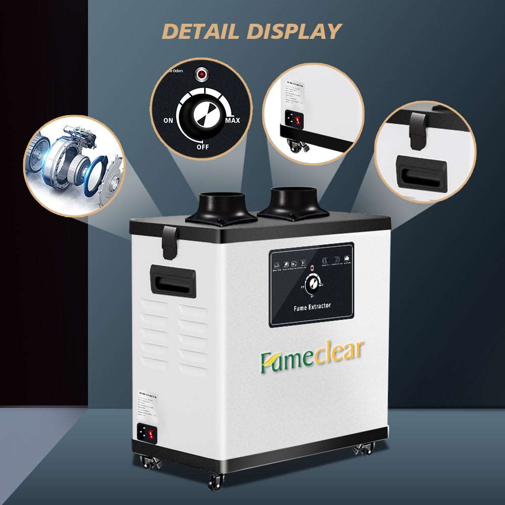Fumeclear FC‑1002A Dual‑Port Fume Extractor – 194 CFM Quiet & Portable