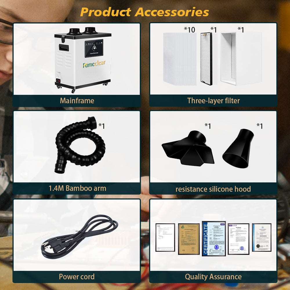 Fumeclear FC‑1002A Dual‑Port Fume Extractor – 194 CFM Quiet & Portable