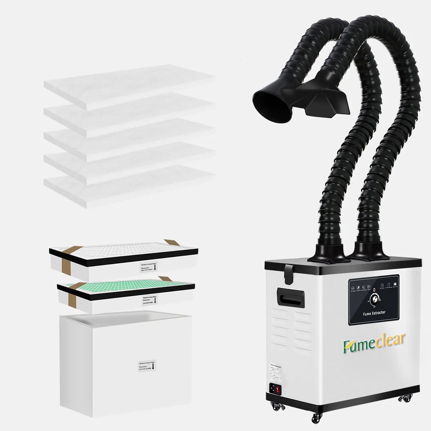 Fumeclear FC-1002A Portable Fume Extractor with Dual-Port - Fumeclear